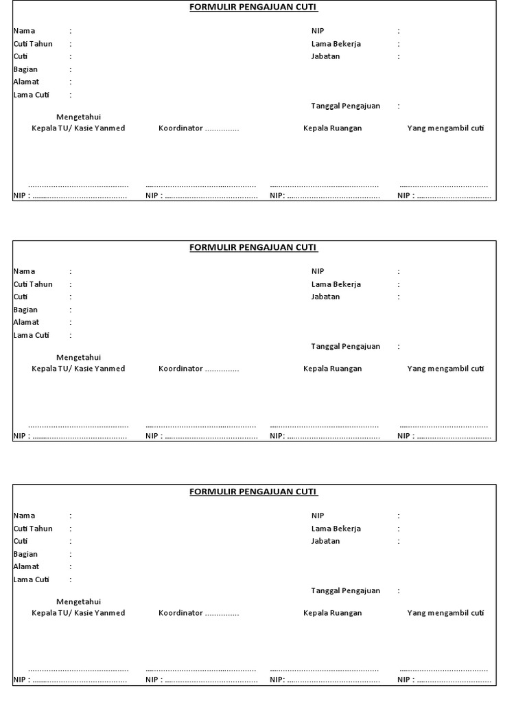 Formulir Pengajuan Cuti Karyawan | PDF