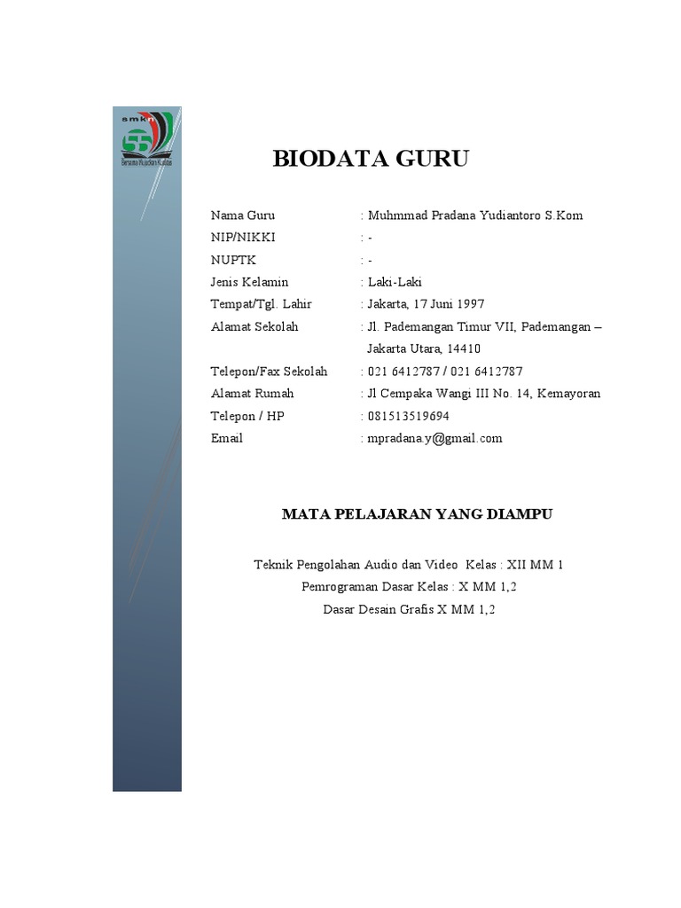 Biodata Guru | PDF