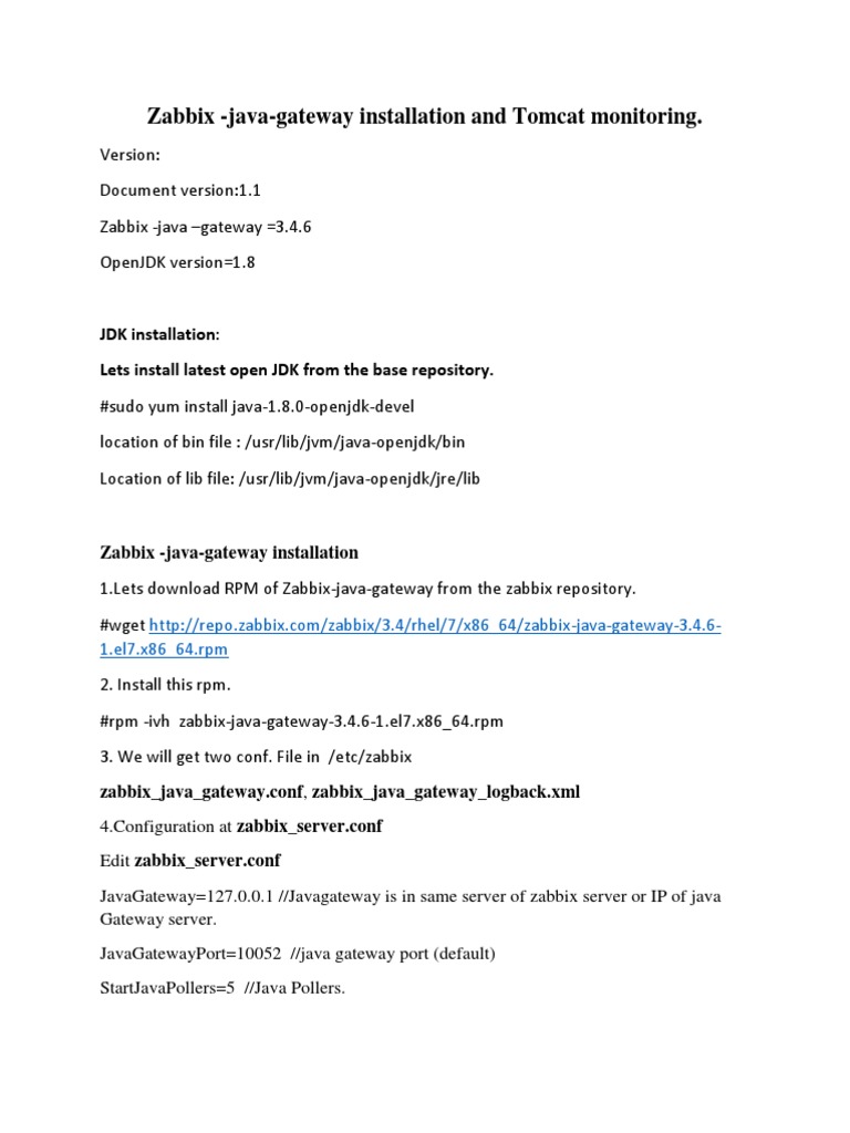 A Guide To Installing And Configuring Zabbix Java Gateway And Monitoring Tomcat Metrics Via Jmx