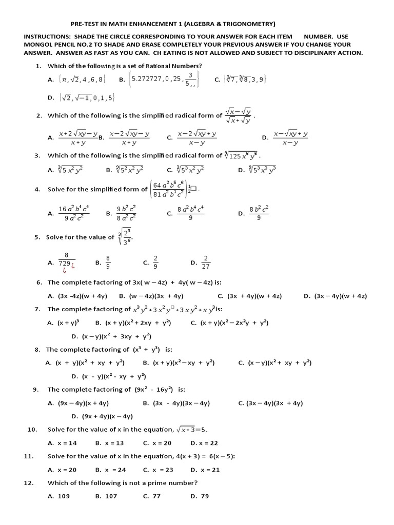 Which of The Following Is A Set of Rational Numbers? | PDF | Area ...
