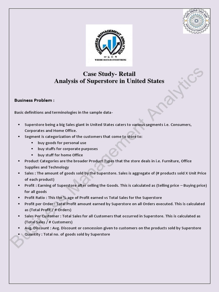 US Retail Case Study: Superstore Sales & Profit Analysis | PDF | Sales ...