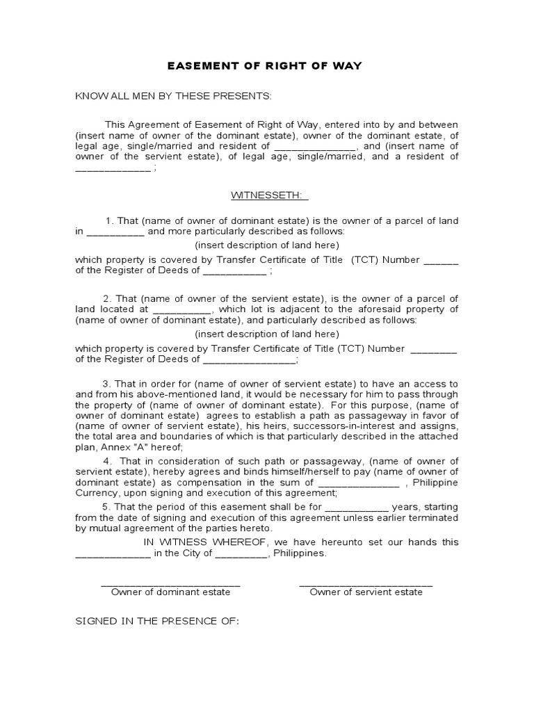Easement of Right of Way | PDF | Land Lot | Easement