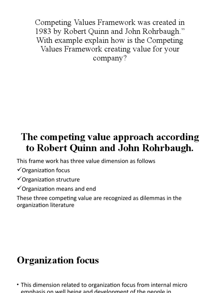 Competing Values Framework | PDF | Goal | Goal Setting