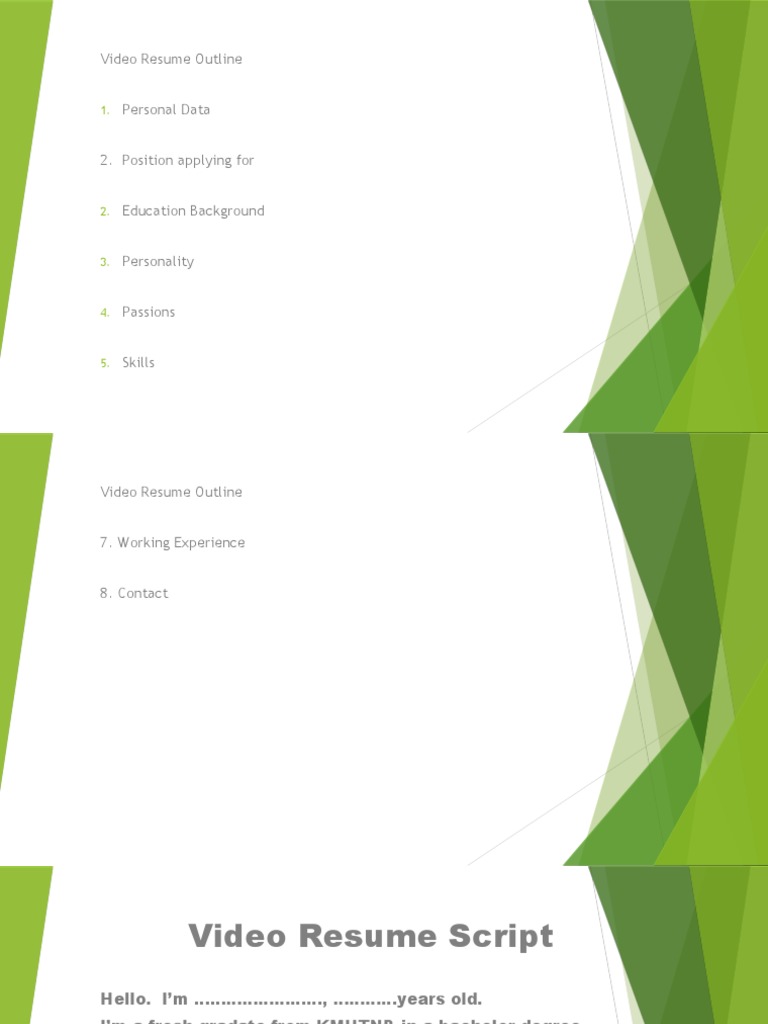 Video Resume Script | PDF