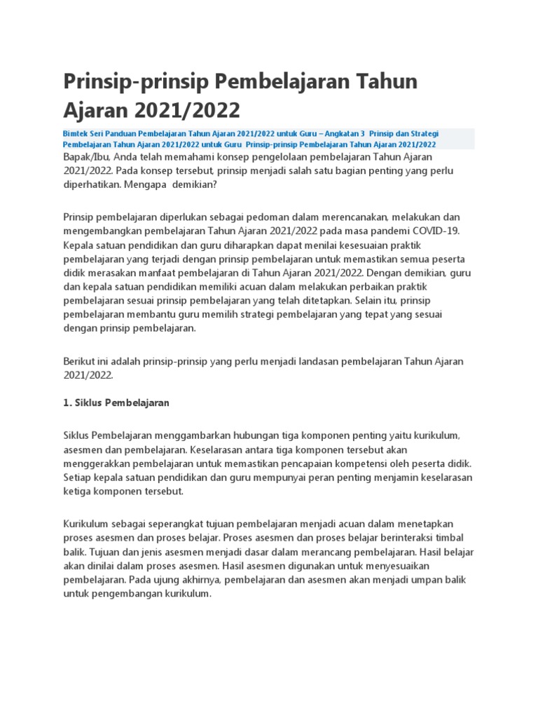 Prinsip Seri Tahun Ajaran 20212022 | PDF