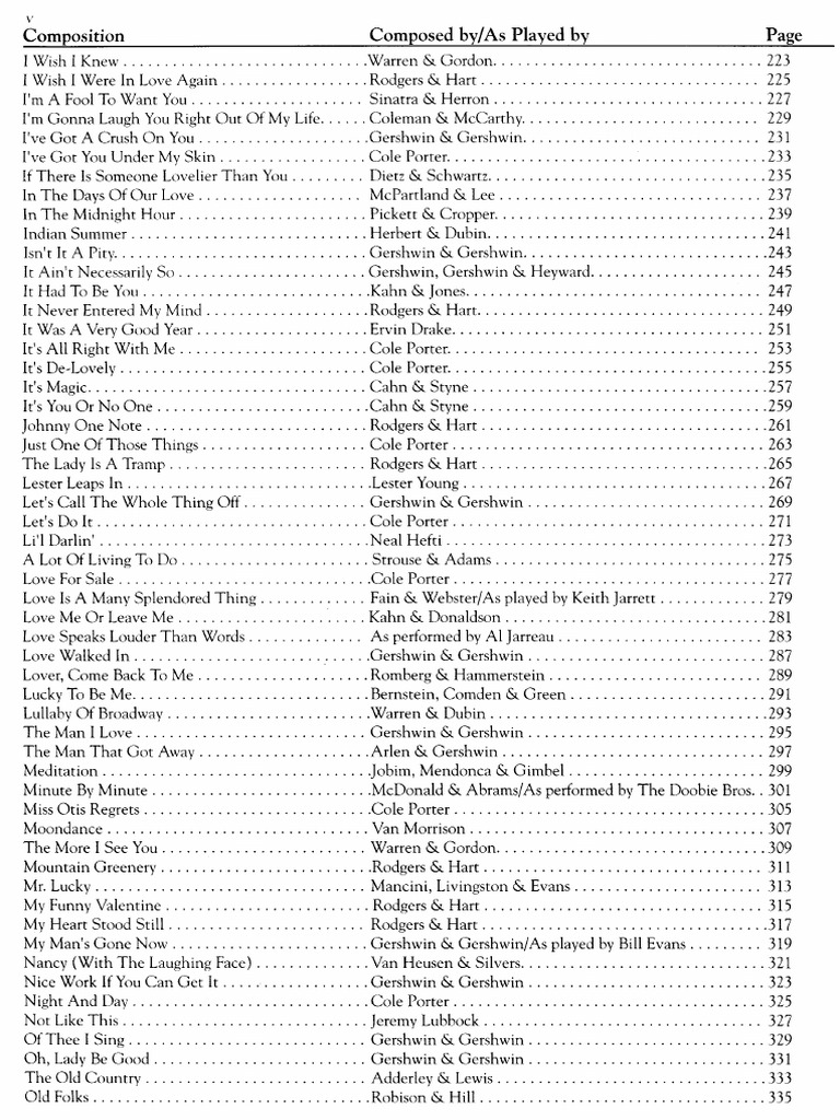 Alphabetical Index 3 - The Standard Real Book | PDF