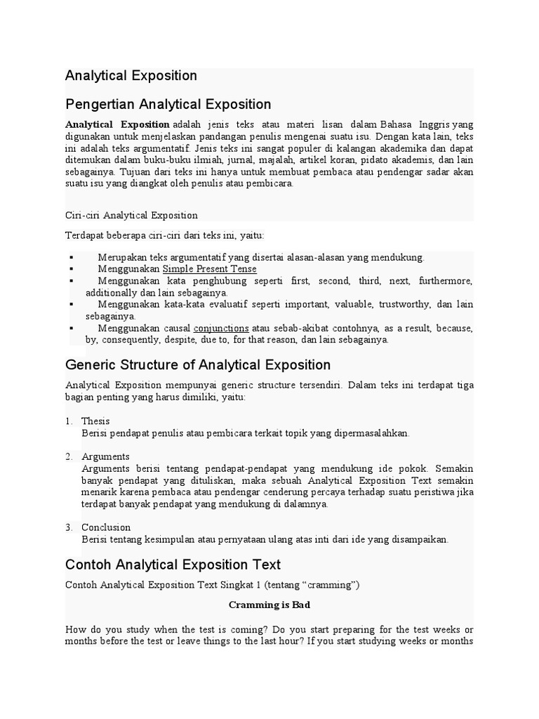 Struktur dan Ciri Analytical Exposition | PDF