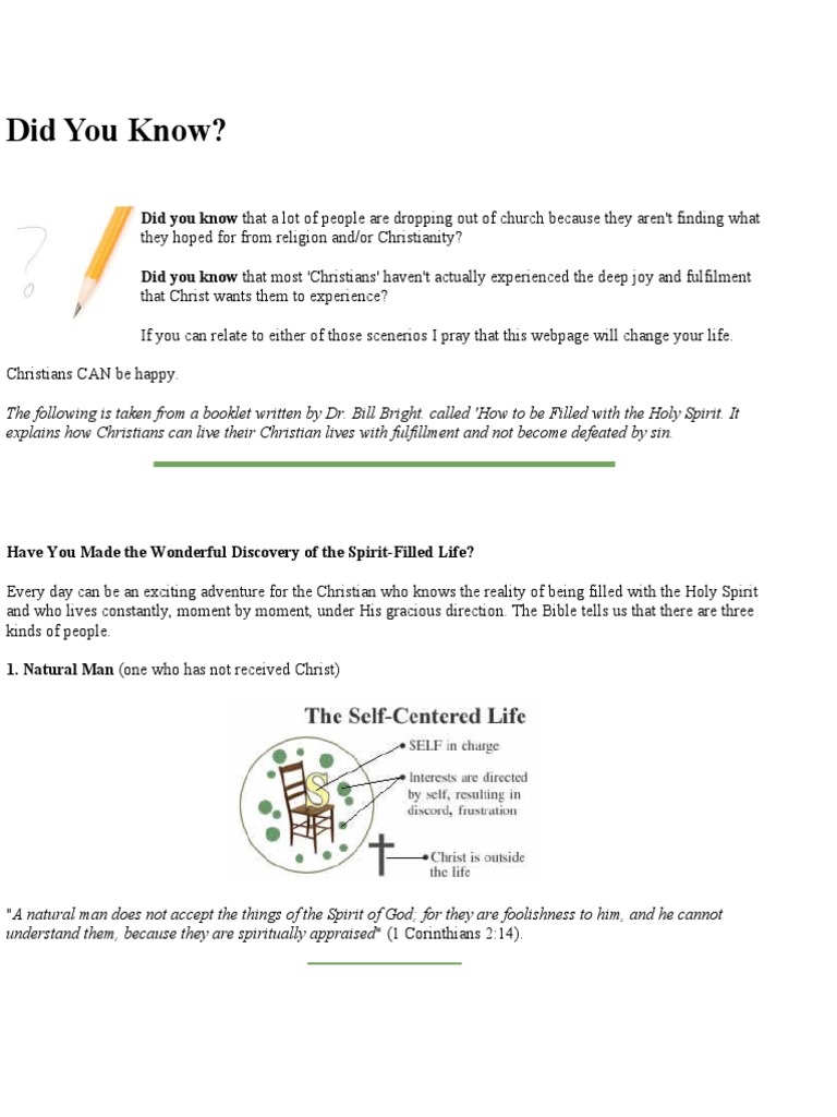 CCC How To Be Filled With The Holy Spirit, Lesson | PDF | Jesus | Holy ...