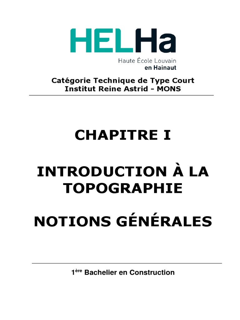 Topo1 Introduction Pdf Topographie Géodésie