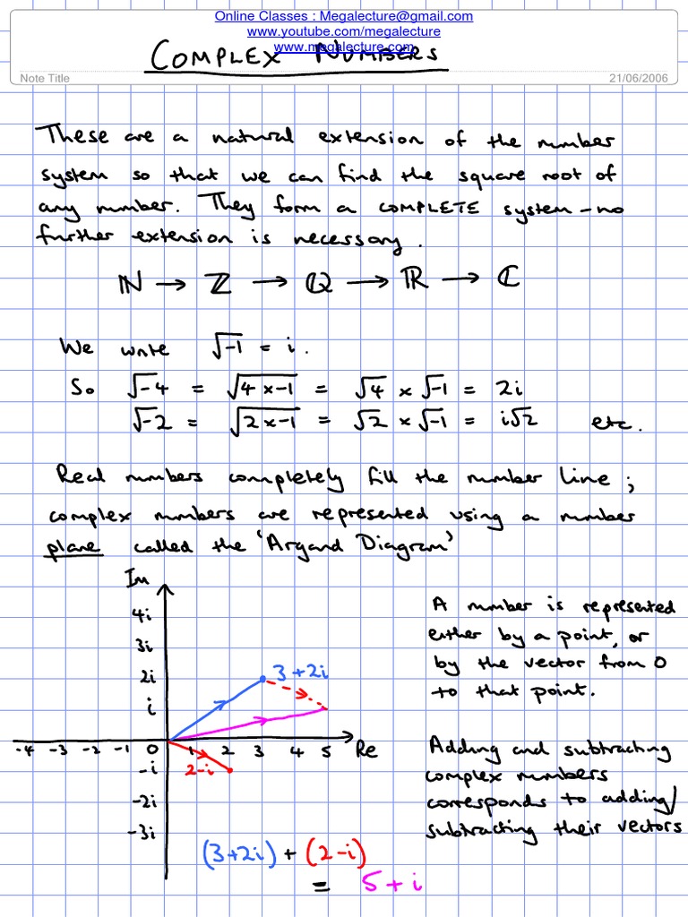 Notes-Complex Numbers I | PDF | Home & Garden