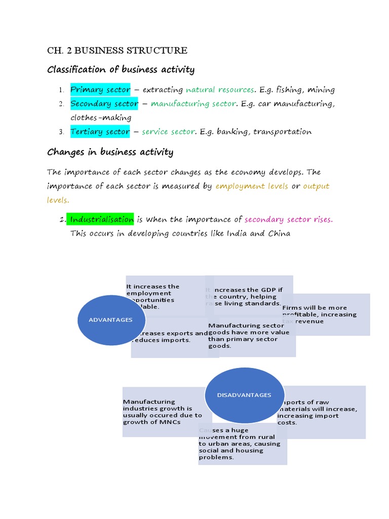 Ch. 2 Business Structure: Classification of Business Activity | PDF ...