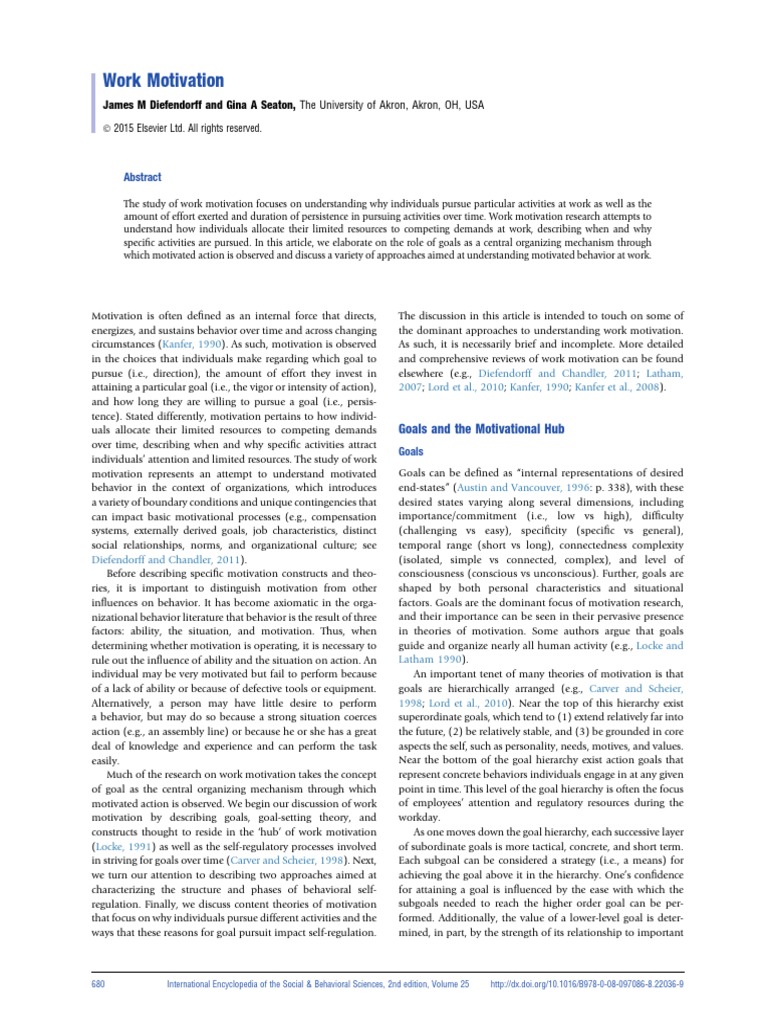 Work Motivation | PDF | Goal | Motivational