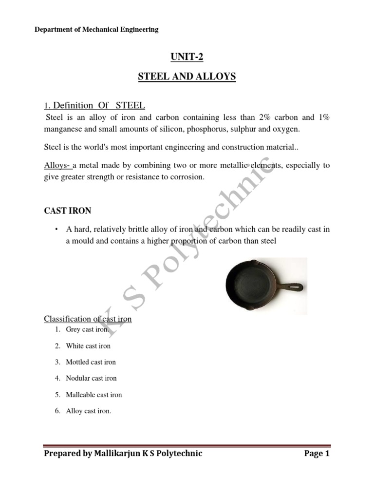 Mse Notes Unit 2 Pdf Cast Iron Stainless Steel 3994