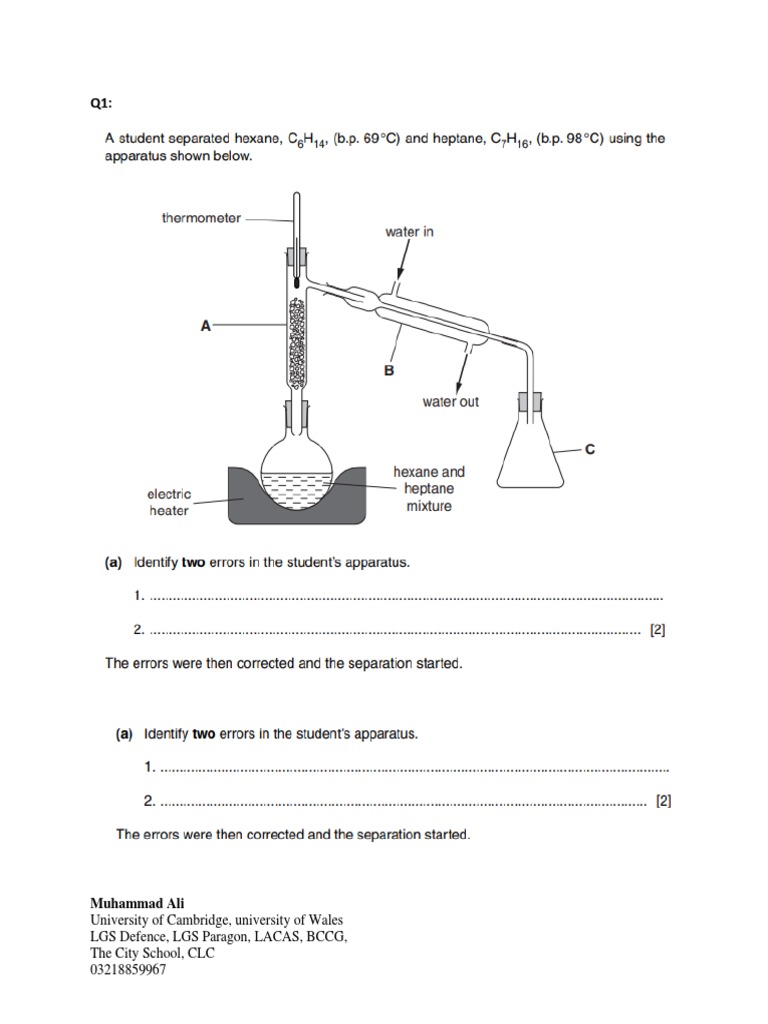 Experimental Techniques Questions Worksheet | PDF