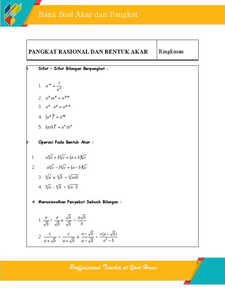 Bank Soal Akar Dan Pangkat | PDF