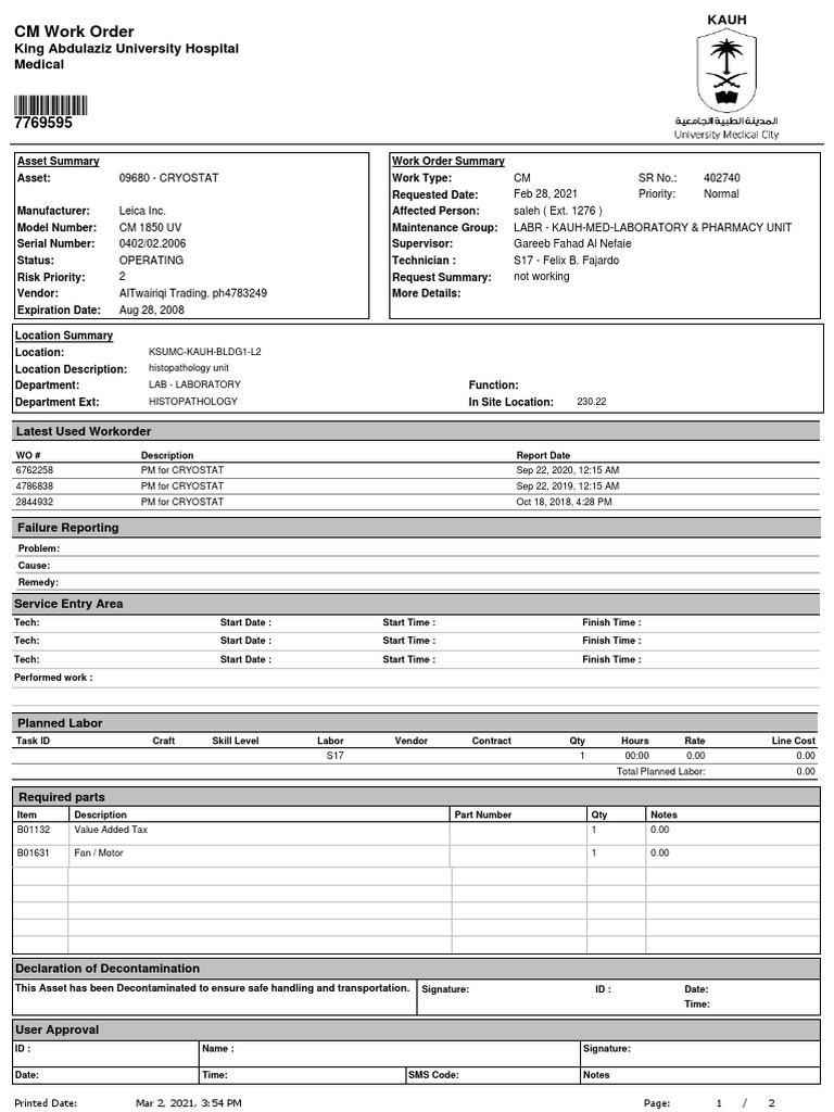 CM Work Order: Latest Used Workorder | PDF | Business | Economies