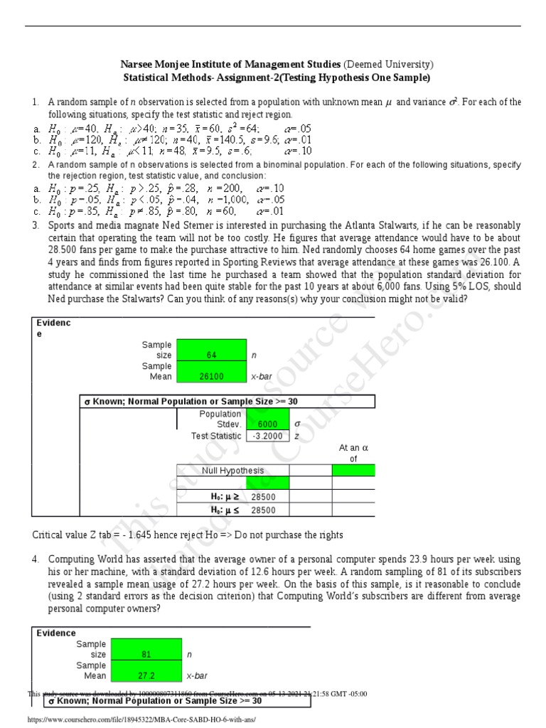 Hypothesis Problems | PDF | P Value | Standard Deviation
