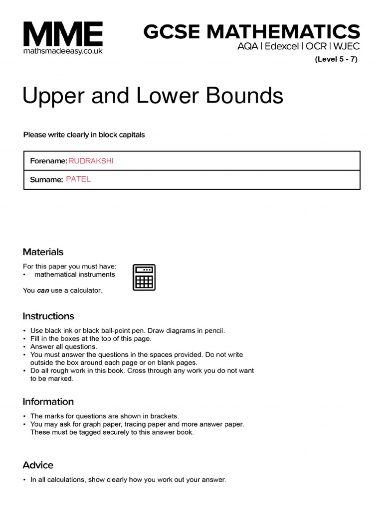 Upper and Lower Bounds Questions MME | PDF | Significant Figures ...