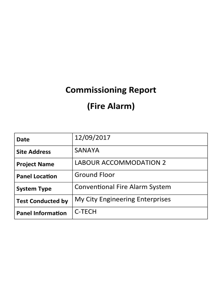 Commissioning Report For Fire Alarm | PDF | Electrical Resistance And ...
