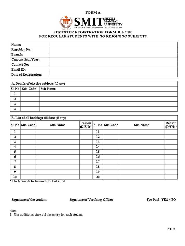 Form A: Sikkim Manipal University | PDF | Science | Academia
