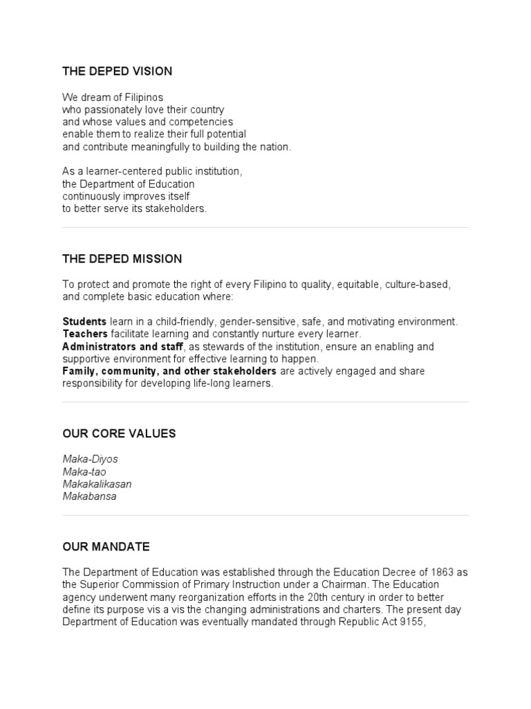 The Deped Vision | PDF | Behavior Modification | Learning