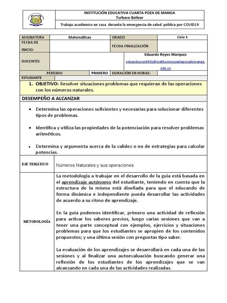 Guia De Números Naturales Ciclo 3 Descargar Gratis Pdf