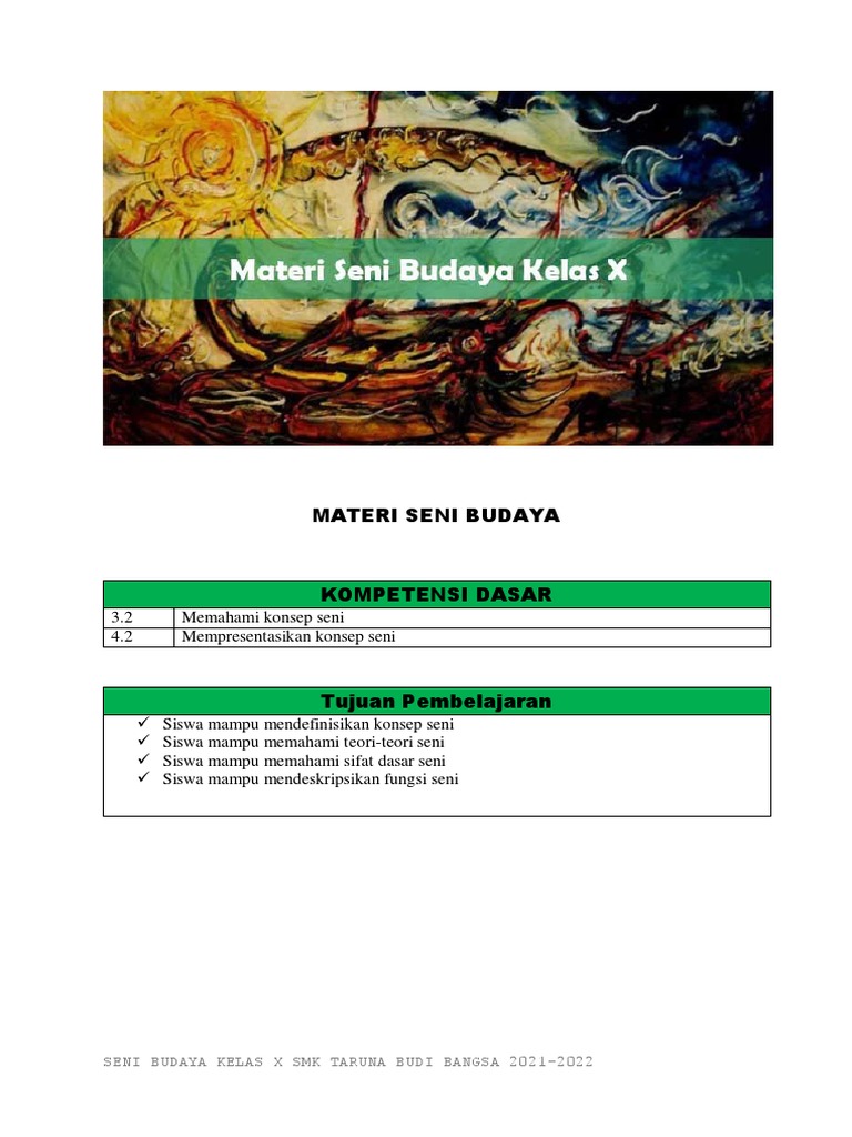 Konsep Dasar Seni Budaya Kelas X | PDF
