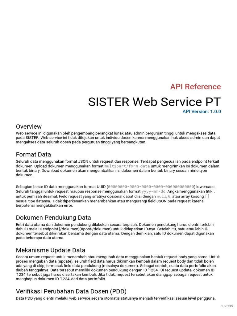 SISTER Web Service PT: API Reference | PDF