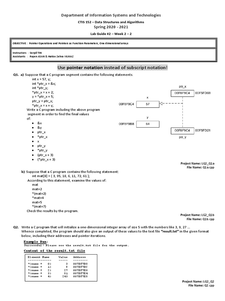 Use Pointer Notation Instead Of Subscript Notation Pdf Matrix