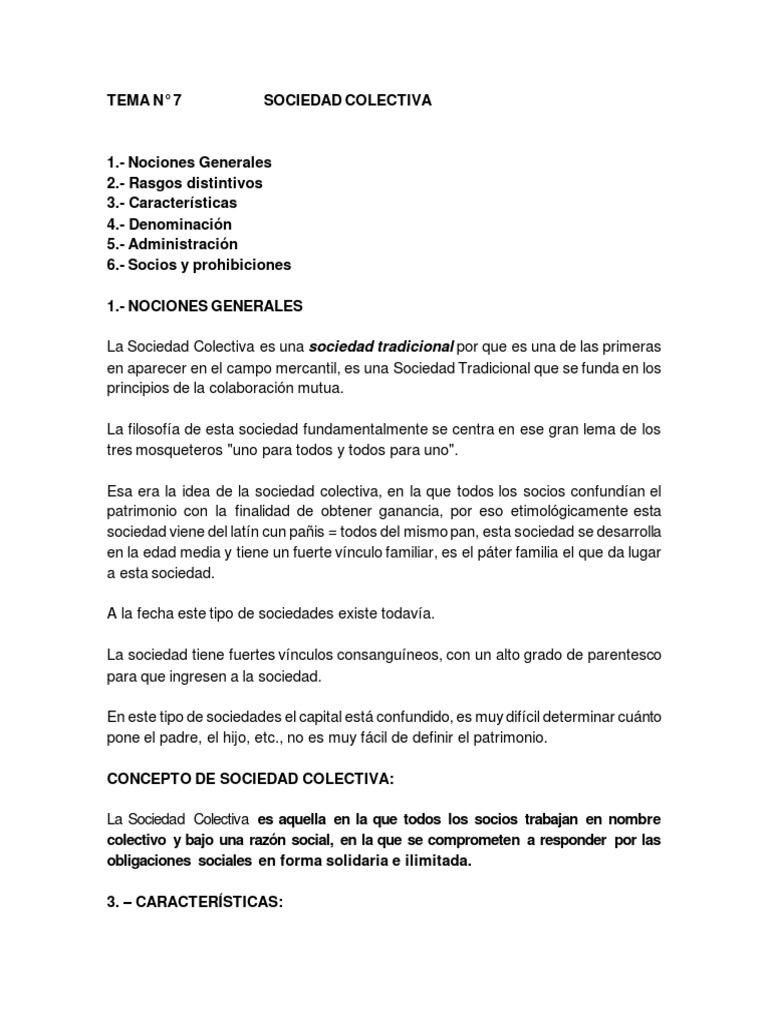 Tema #7 Sociedades Colectivas | PDF | Sociedad General | Sociedad