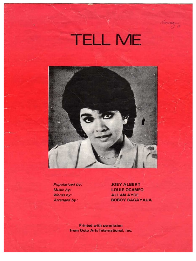 Tell Me Joey Albert Piano Sheet | PDF