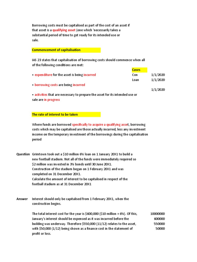 Qualifying Asset: Commencement of Capitalisation | PDF | Depreciation ...