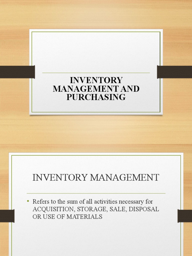 Inventory Management and Purchasing | PDF | Inventory | Pharmacy