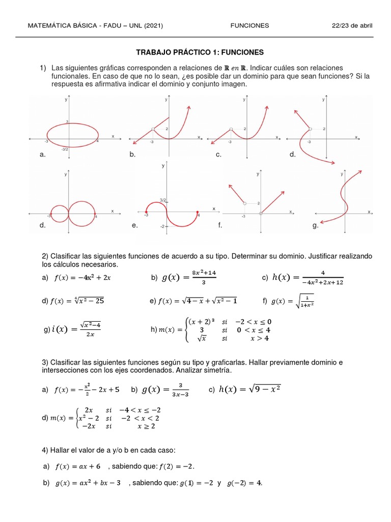 TP Funciones - Clase 1 (22-23 Abril-2021) | PDF | Función (Matemáticas) | Número Real