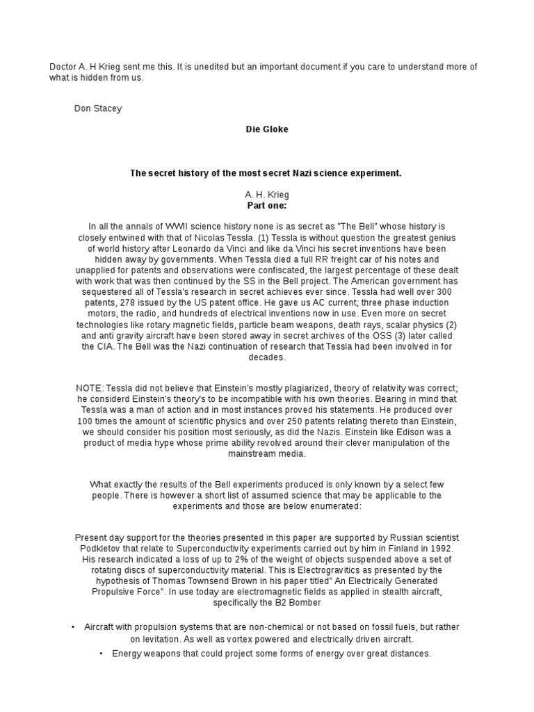 Secrets of Nazi "Die Gloke" Experiments | PDF | Light | Physics