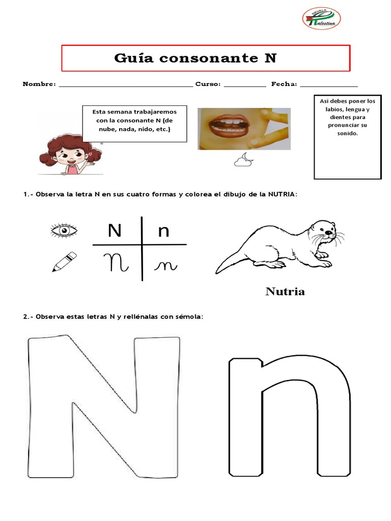 Actividades con la letra N en 4 formas | PDF | Lingüística