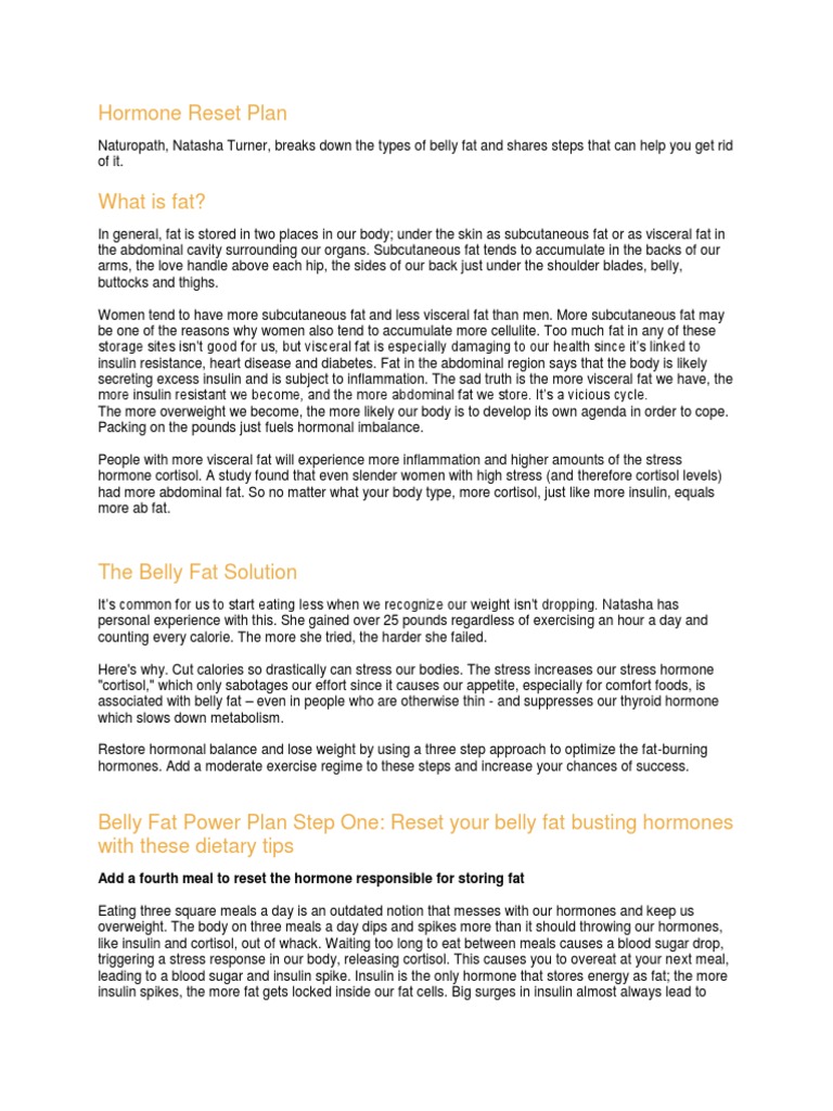 Hormone Reset Plan | PDF | Adipose Tissue | Nutrition