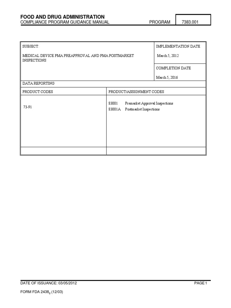 FDA Medical Device Inspections Guide | PDF | Food And Drug ...