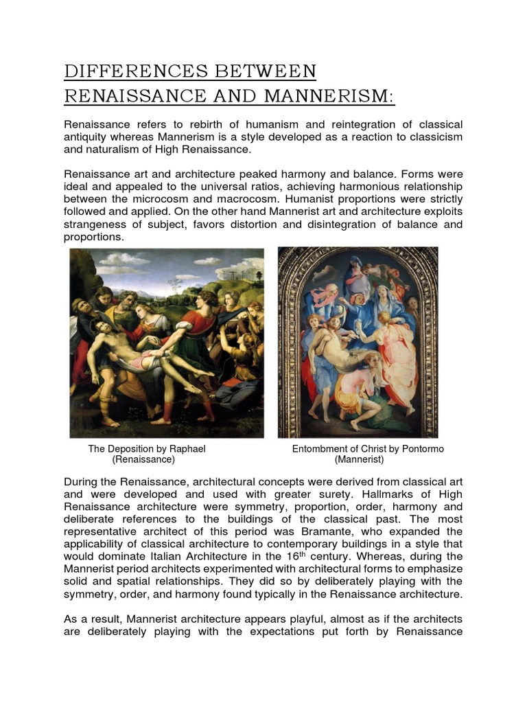 Mannerism vs. Renaissance Art & Architecture | PDF | Renaissance ...