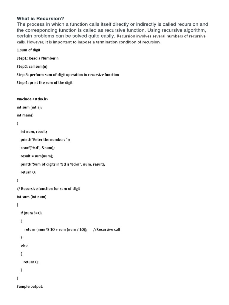Understanding Recursion in C Programming | PDF | Computers