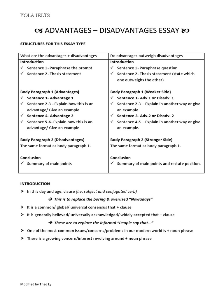 Advantages and Disadvantages | PDF | Sentence (Linguistics) | Clause