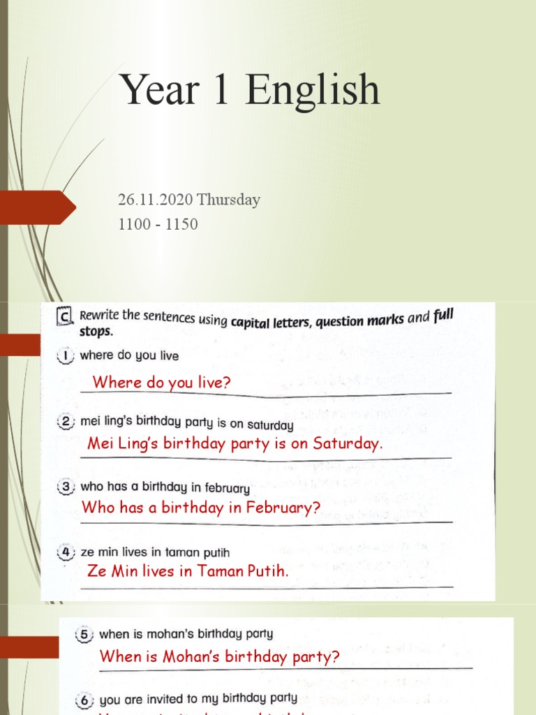 English Year 1 | PDF
