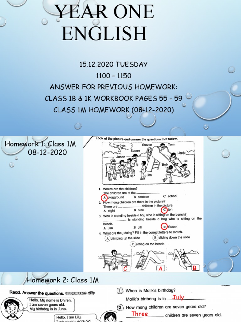 Year One English Homework Summary | PDF