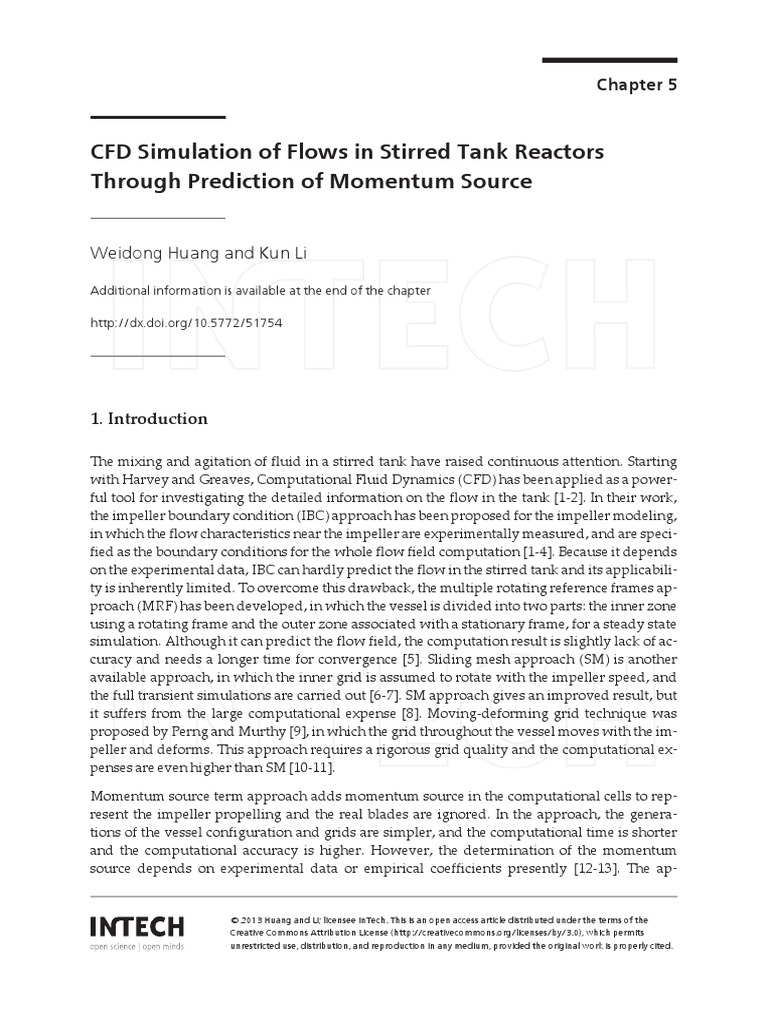 CFD Simulation of Flows in Stirred Tank Reactors Through Prediction of Momentum Source | PDF ...