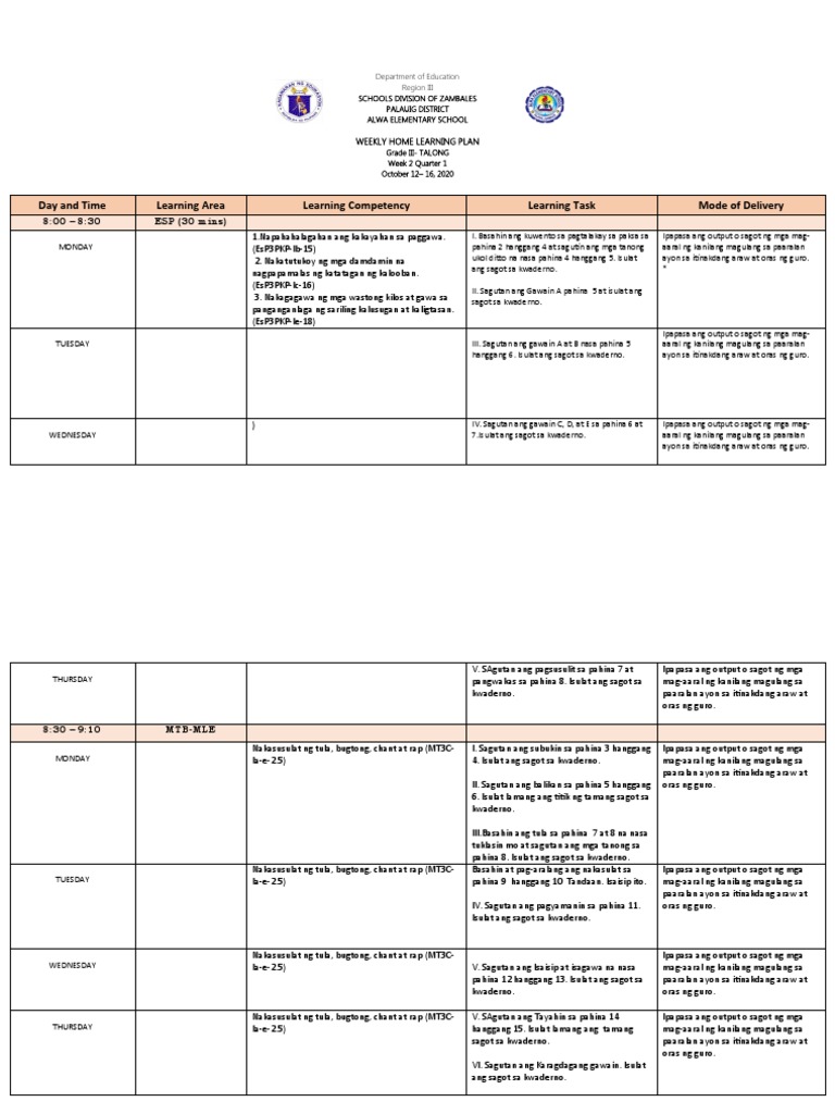 WHLP Grade 3 Week 2 q1 2020 | PDF