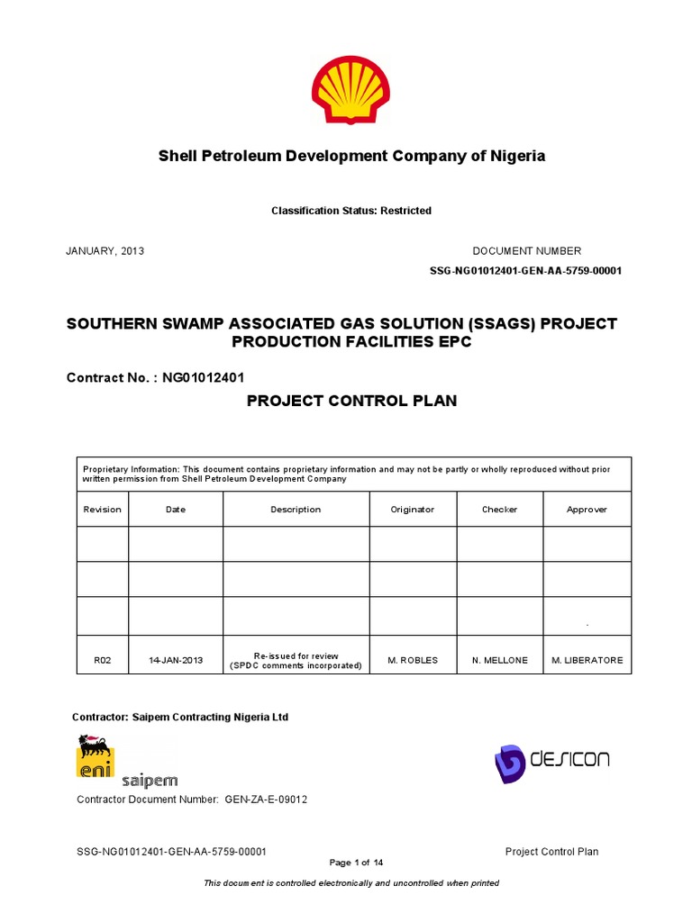 Ssg-Ng01012401-Gen-Aa-5759-00001 - R02 - Project Control Plan | PDF ...