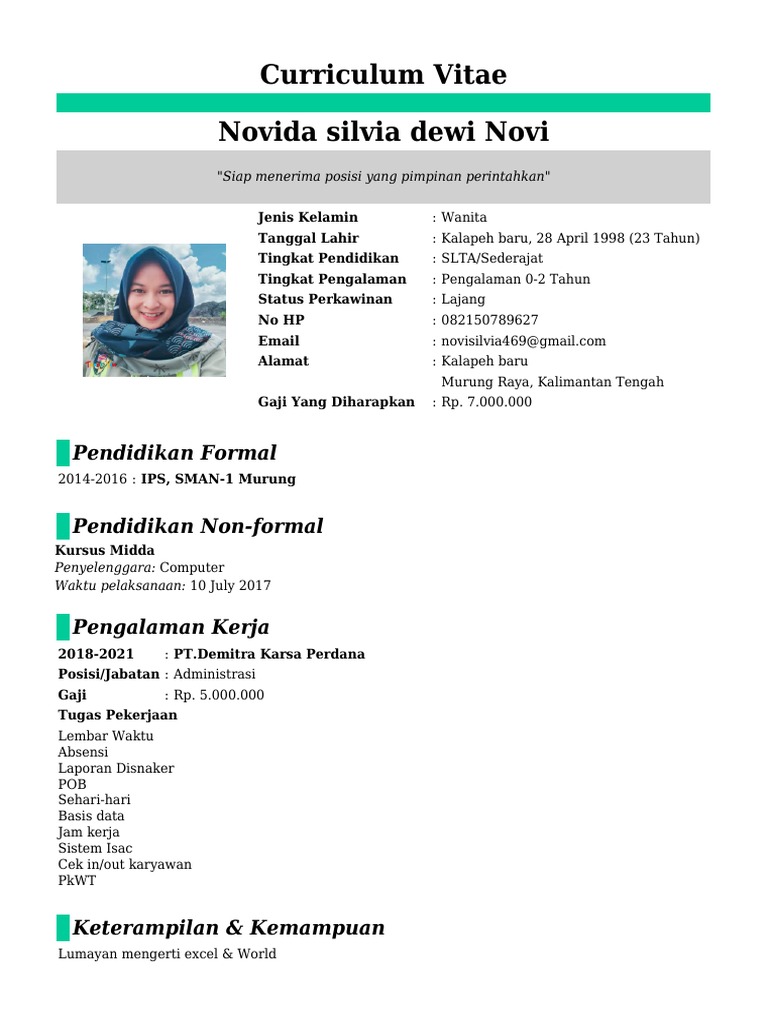 Resume Novida Silvia Dewi | PDF