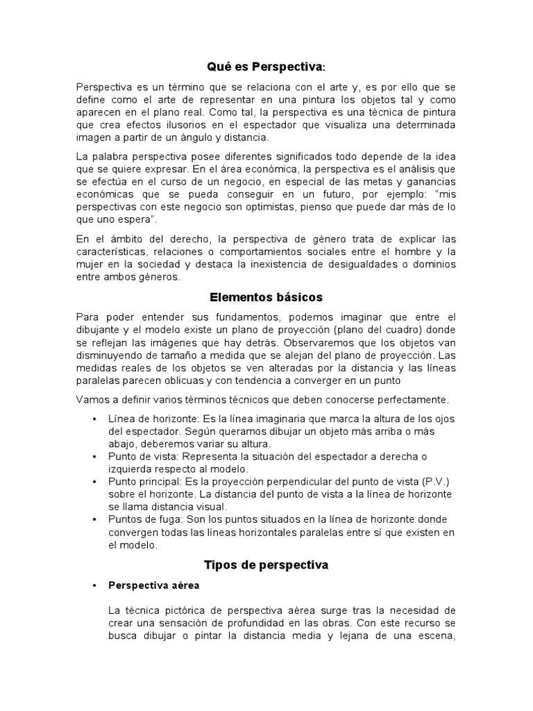 Definición y Tipos de Perspectiva | PDF | Perspectiva (Gráfica)