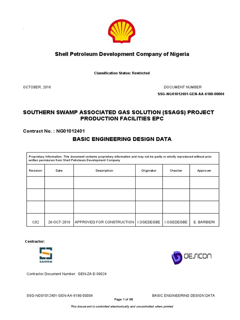 Ssg-Ng01012401-Gen-Aa-6180-00004 - C02 - Basic Engineering Design Data | Download Free PDF ...