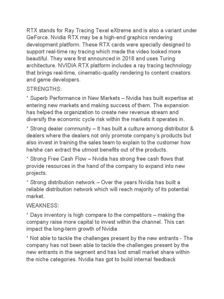 Nvidia Swot 2 | PDF | Profit (Economics) | Economies